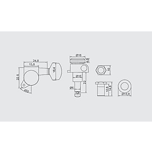 Guyker Guitar Locking Tuners (3L + 3R Handed) - 1:18 Lock String Tuning Key Pegs Machine Head with Hexagonal Handle Replacement for ST TL SG LP Style Electric, Folk or Acoustic Guitars - Chrome