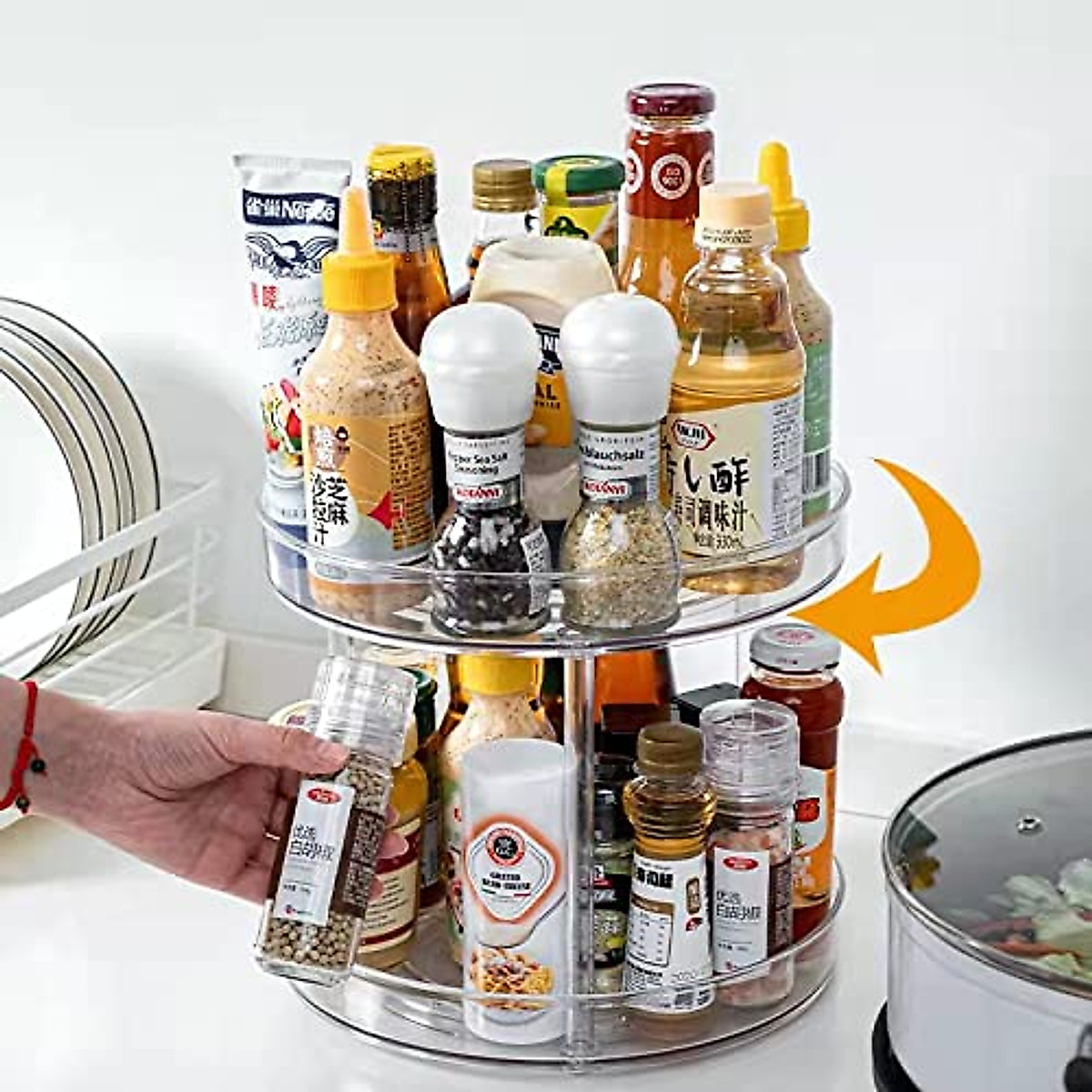 Artchros 3 Tier Lazy Susan Turntable Organizer Rotating Plate Spice Rack Standing Kitchen Rack - 9.25 inch