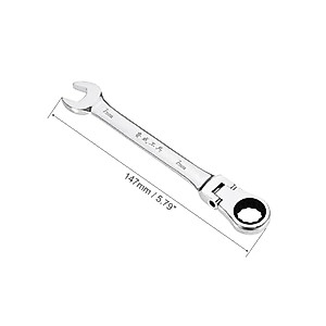 uxcell 7mm Flex-Head Ratcheting Combination Wrench Metric 72 Teeth 12 Point Ratchet Box Ended Spanner Tools, Cr-V