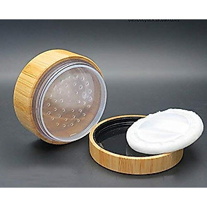 1Pcs 1OZ/30ml Empty Refillable Eco-friendly Bamboo Comestic Make-up Loose Powder Box Case Jar Pot Container Holder With Screw Lid Powder Puff And Sifter