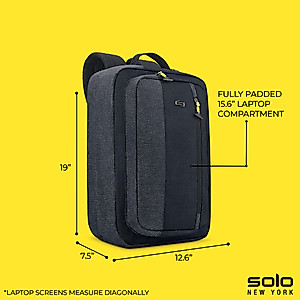 Solo Velocity 15.6 Inch Laptop Hybrid Backpack Briefcase, Navy/Grey