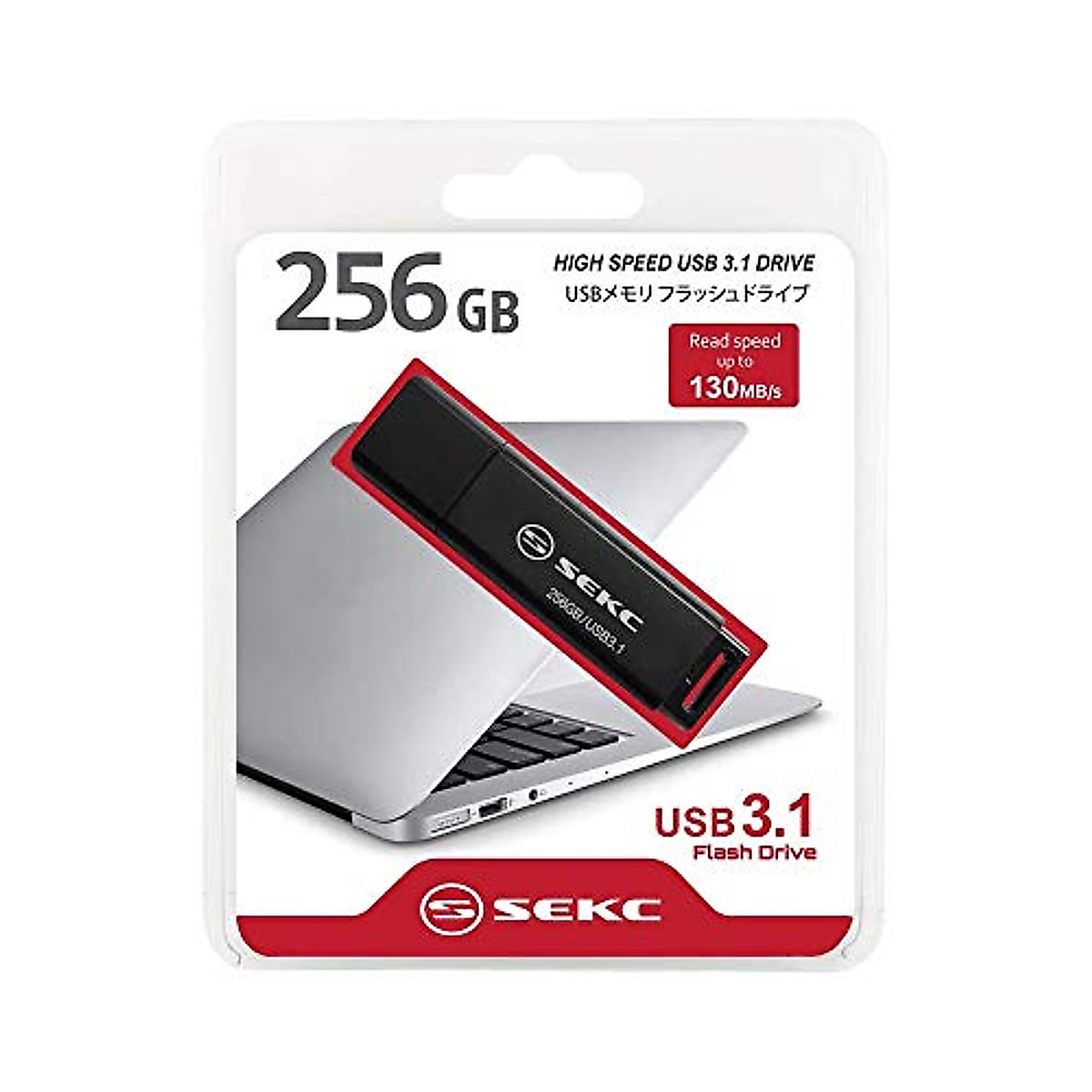 SEKC 256GB USB3.1 Flash Drive, Read Speed up to 130MB/s, Black - SDA20256G