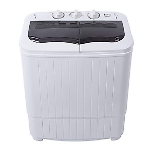 Vasitelan Compact Mini Twin Tub Washing Machine, Portable Laundry Washer w/Wash and Spin Cycle Combo, Built-in Drain, 14.3lbs Capacity for Camping, Apartments