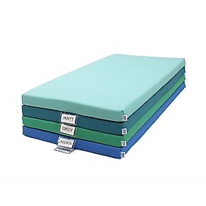 Factory Direct Partners 12269-CT SoftScape Sleepy Time Children"s Non-Folding Foam Rest Nap Mat with Non-Slip Bottom for Home, 2" Thick with Name Tag Holder (4-Pack) - Contemporary