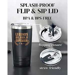 Onebttl Happy Birthday Tumbler For Men, Funny Birthday Gifts For Him, Boyfriend, Son, Husband, Dad, Son, Uncle–20 oz Stainless Steel Coffee Cup With Lid, Legends are Born in September