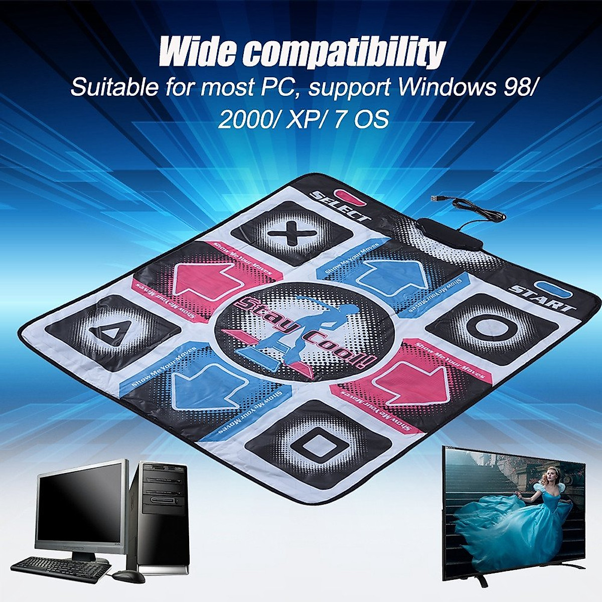 Game Dance Machine, Electronic Dance Mats Dancing Pad Yoga Mat Musical Dancing Carpet, PVC Wear USB Dance Step Mat Dancer Blanket, High Sensitivity Gaming