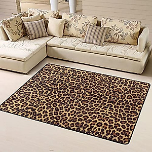 Leopard Animal Print Carpet 63x48in,Modern Area Rugs Non-Slip for Living Room Bedroom