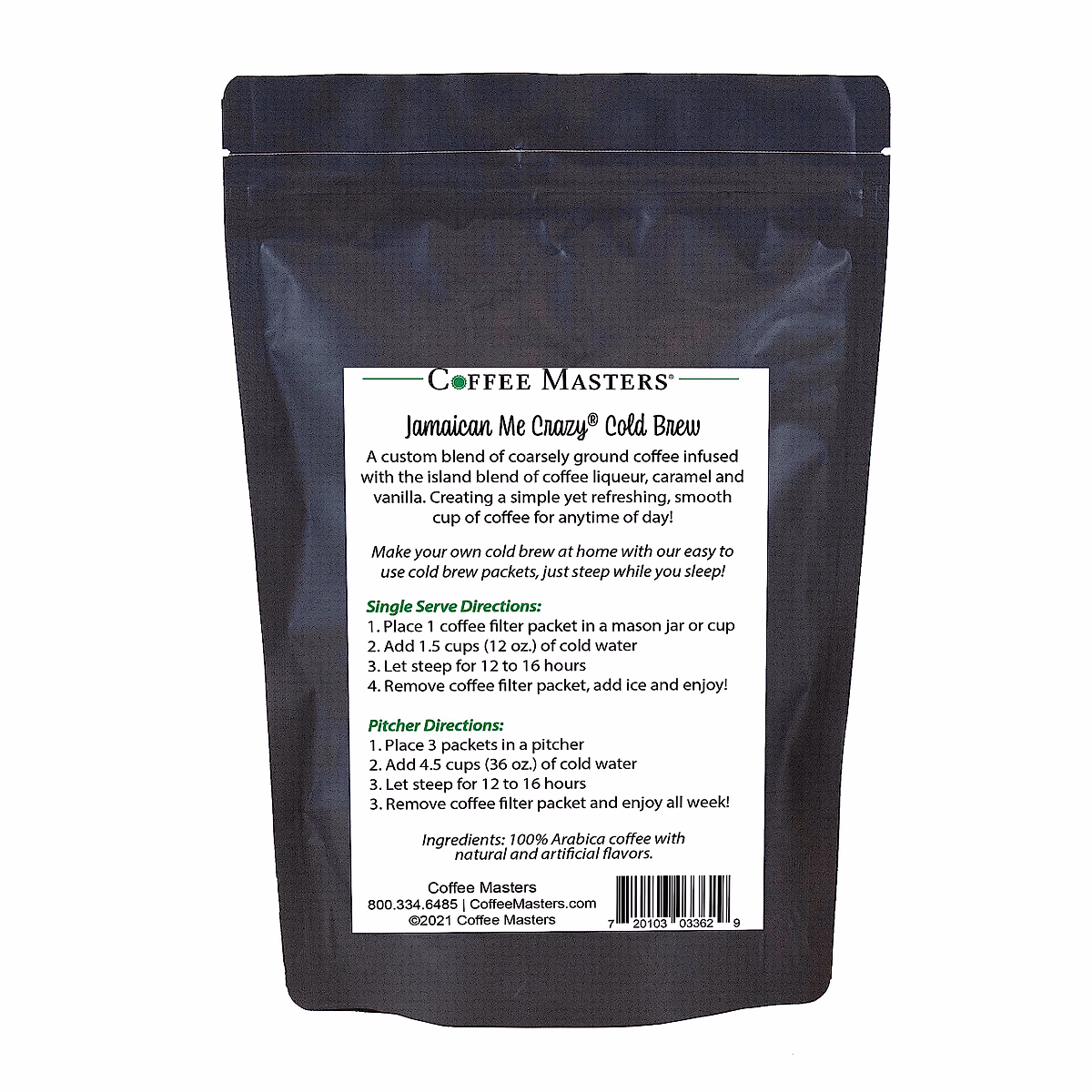 Coffee Masters Cold Brew Jamaican Me Crazy Coffee, Single Serve, Jamaican Me Crazy, 10 Oz