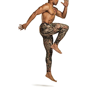 TSLA Men's Thermal Compression Pants, Athletic Sports Leggings & Running Tights, Wintergear Base Layer Bottoms, Heatlock Athletic Print Hunting Camo, Small