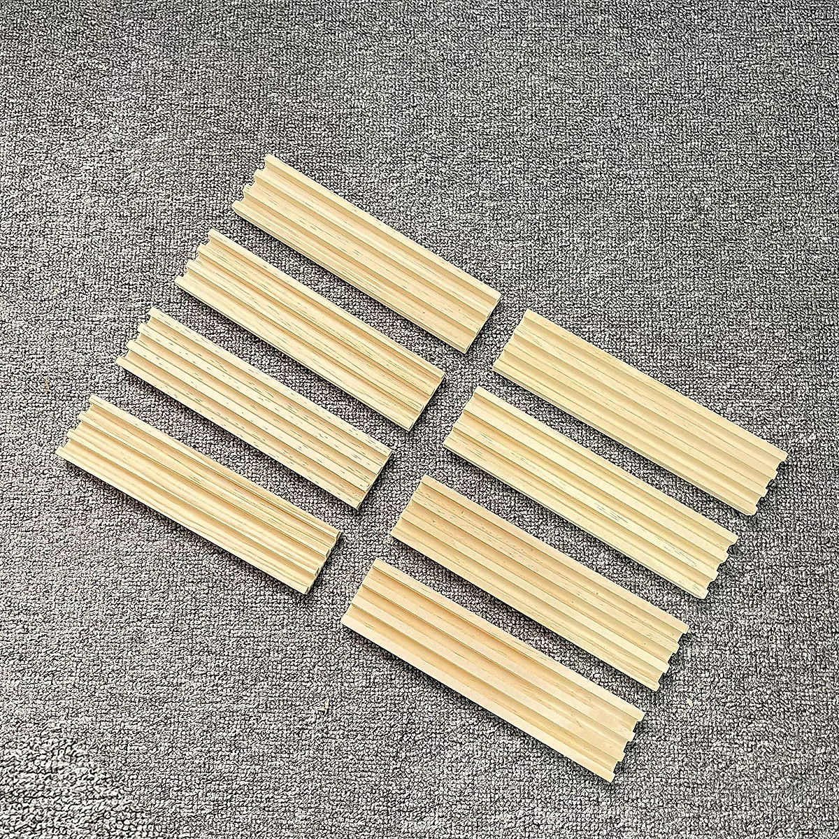 JUNWRROW Premium Pinewood Domino Racks/Trays - Set of 8 for Mexican Train Dominoes, Chickenfoot Dominoes and Other Domino Games - Dominoes NOT Included