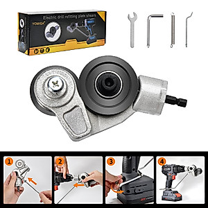 YOMIGA New Metal Nibbler Drill Attachment, Strengthened Electric Drill Plate Cutter Attachment, DIY Metal Drill Attachment, Sheet Metal Knife for Cutting Iron,White Sheet,Steel,Copper,Aluminum