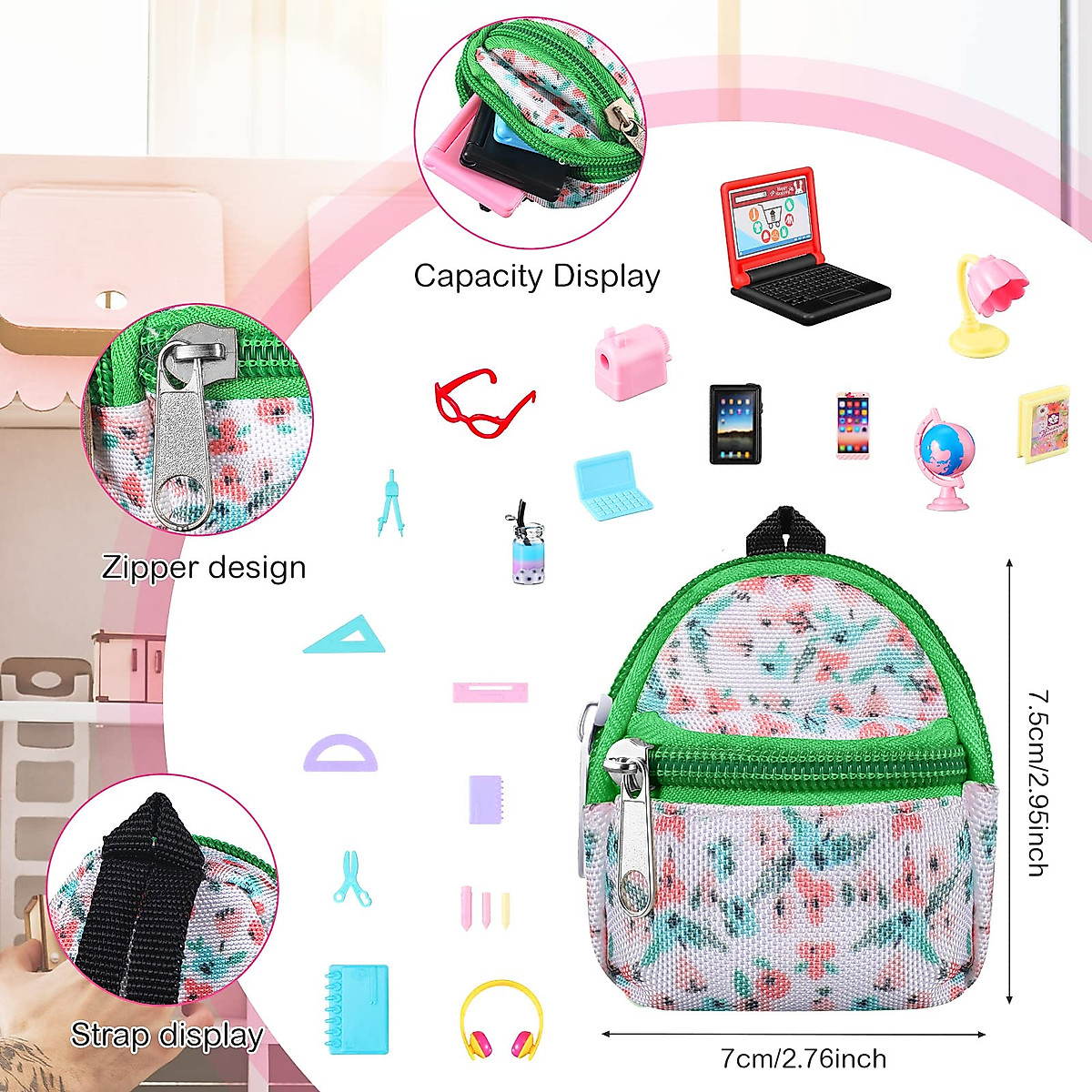 29 Pieces Dollhouse Accessories Mini Laptop Computer Tablet Phone Toy Miniature Glasses Headset Backpack Drink Toys Plastic Doll Accessories