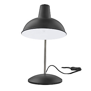 Light Society LS-T261-BK Hylight Black Retro Desk Lamp with Antique Brass Details, Mid Century Modern Vintage Style