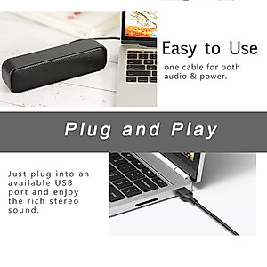 USB Computer Speaker,USB Powered Mini Soundbar Speaker,Laptop Stereo Speakers with Space Saving Design for Computer Laptop Desktop PC Dorm Offce Desk Restaurant