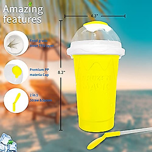TUNISE Slushy Maker Cup, Slushy Squeeze Cup,DIY Quick Frozen Magic Cup,Double Layer Slush Cup Squeeze,Fasting Cooling Slushy Maker Cup,Suitable For Famliy Homemade Summer DIY Milk Shake Ice Cream Maker(Yellow)