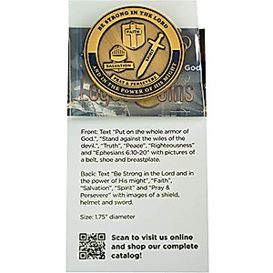 Armor of God Coin with All Armor Pieces. Challenge Coin, for Men, Women, Youth. Be Strong in The Lord and in The Power of His Might. Logos Christian Coin.