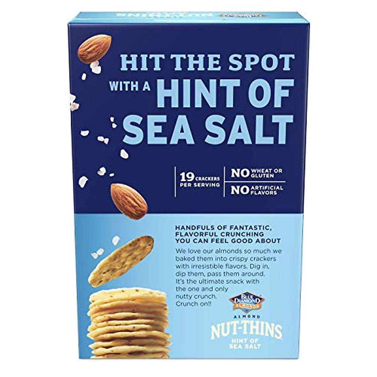 Blue Diamond Almonds Nut-Thins Gluten Free Cracker Crisps, Hint Of Sea Salt, Family Size, Sea Salt, 7.7 oz
