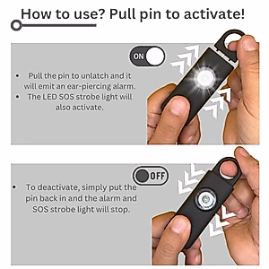 The Original Self Defense Siren Personal Safety Alarm for Women, Men, Kids, Elderly - SOS LED Strobe Light - Air Travel/TSA Friendly - Emergency Safe Key Chain Device, Pocket Size - 2 Units