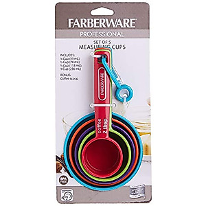 Farberware Professional Plastic Measuring Cups with Coffee Spoon, Set of 5, Colors may vary