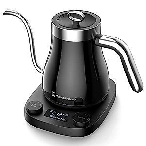 Maestri House 8-In-1 Gooseneck Electric Kettle with ±1°F Temperature Control, 90° Steady Water Flow, 1200W Quick Heating, Keep Warm, LCD Display, Child Lock, Timer, Strix Thermostat 0.95L (Black)