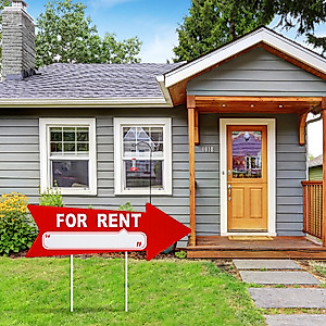 Barydat 12 Pcs for Rent Yard Signs with Stakes Double Sided for Rent Arrow Signs with Stand 17 x 6 Inches for Rent Sign This Way Arrow Yard Signs Plastic Garage Sale Sign Outdoor