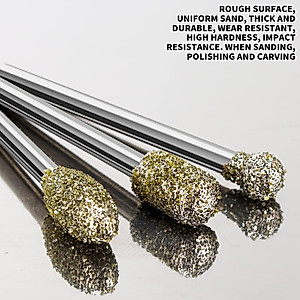 30Pcs Diamond Grinding Burr Drill Bit Stone Carving Rotary Tool Accessories Polishing Mix Set with 1/8 inch Shank, Diamond Coated Burr Bits Universal for Stone Glass Ceramics Engraving DIY Grinding