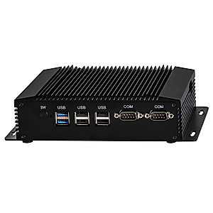 HUNSN Industrial Computer, Fanless Mini PC, Embedded IPC, N3510 N3520, Windows 11 / Linux Ubuntu, BM18, Watchdog, GPIO, WOL, SIM Slot, 2 x LAN, 2 x RS232 422 485, 8G RAM, 128G SSD
