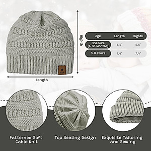 Durio Soft Warm Knitted Baby Hats Caps Cute Cozy Chunky Winter Infant Toddler Baby Beanies for Boys Girls 3 Pack Black & Light Grey & Navy