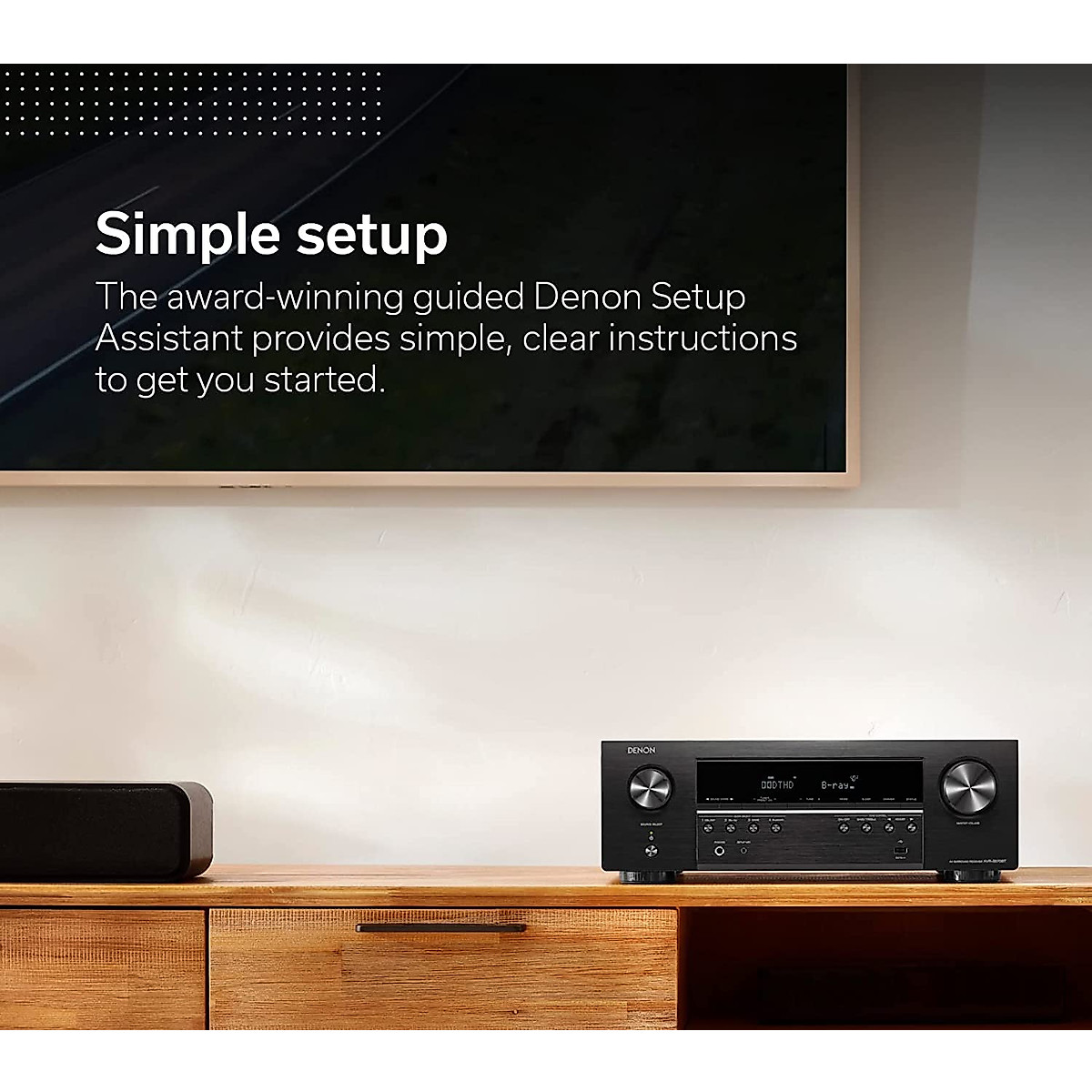Denon - AVR-S570BT Receiver, 5.2 Channel, 8K Ultra HD Audio and Video, Home Theater System, Built-in Bluetooth and USB - Black | Includes Kwalicable Micro SD Card & Cleaning Cloth