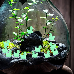 WINMIND 100Pcs Luminous Little Duck Miniature Garden Statue Glow in The Dark Resin Duck Micro Landscape Dolls for Gnomes Garden Glow Accessories Outdoor Patio Lawn Yard Decoration