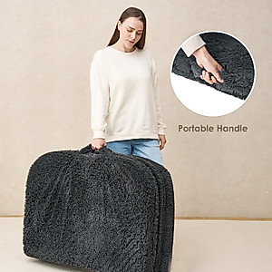 EHEYCIGA Foldable XL Dog Bed, Faux Fur Fluffy Dog Bed for Extra Large Dogs, Orthopedic Calming Memory Foam XL Dog Couch Bed, Washable Soft Warm Dog Sofa Bed with Non-Slip Bottom, Dark Grey, 40"x30"x6"