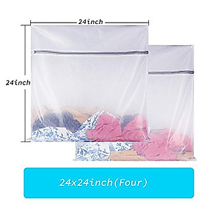 Laundry Mesh Bag-Heavy Duty Fine Mesh Wash Bag for Washing Machine-Supper Zipper Net Laundry Bag for Travel,Lingerie,Sweater,Garment,Undergarment 4（24Inch×24Inch）Fine mesh