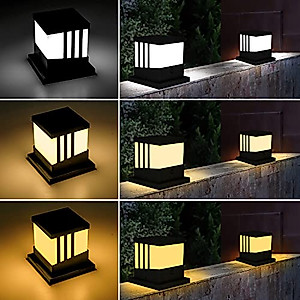 T-SUN Solar Post Cap Light, 4x4 5x5 6x6 Solar Post Cap Outdoor, 3 Modes Solar Powered Fence Deck Post Cap Lights IP65 Waterproof Solar Post Light for Deck Garden Patio Fence 4 Pack