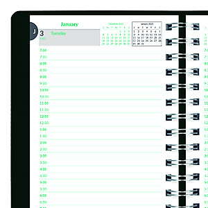 Brownline 2023 EcoLogix Daily Planner, Appointment Book, 12 Months, January to December, Twin-Wire Binding, 8" x 5", Black, Recycled (CB410W.BLK-23)