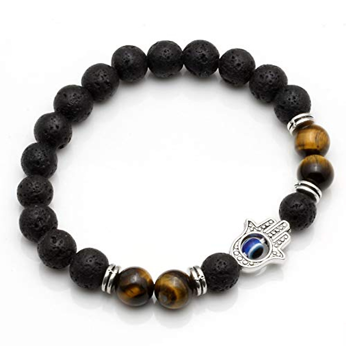 MILAKOO 7 Pcs Evil Eye Bracelet Lava Stone Beads Essential Oil Diffuser Bracelet for Men Women
