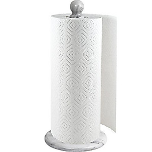 Greenco White Marble Paper Towel Holder, Hand Crafted, 12.5” H x 5.5” W