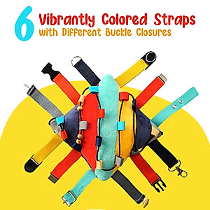 SENSORY4U Buckle Pillow Sensory Fine Motor Development Toy Activity Plushie - OT Therapy Tool Threading Counting Colors Latches Sorting Skills in One - 2nd Edition