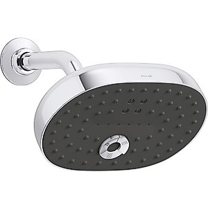 KOHLER 26290-CP Statement Multi-Function Showerhead, Wall-Mount, 3 Spray Settings, 2.5 GPM, Polished Chrome