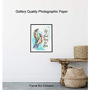 Fashion Design Wall Art - Glam Wall Decor - Luxury Gift for Women, Designer Shoes Fan, Couture Fashionista - Cute Girly Home Decoration for Bathroom, Living Room, Girls Teens Bedroom - Poster Picture