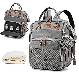 3 in 1 Diaper Bag Backpack with Changing Station Portable Baby Back Pack with USB Charge Maternity Diaper Bag Grey