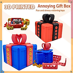 Annoying Gift Boxes, 3D Annoying Gift Boxes with Screws, Prank Screw Boxes, Novelty and Funny Gift Boxes for Halloween Christmas Gifts for Family and Friends (3.15IN) (Blue and White)
