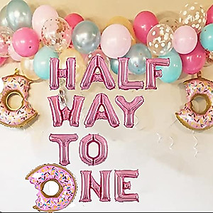 Halfway, Half Birthday Decorations,6 Month Old Decorations For Girl,Donut 1/2 Birthday Decorations,Donut Birthday Party Decorations 6.