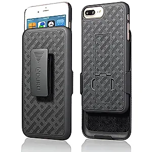Aduro Holster Case for iPhone 8 Plus/iPhone 7 Plus (5.5") Combo Shell & Holster Slim Shell Case with Built-in Kickstand + Swivel Belt Clip Holster for Apple iPhone 8 Plus and iPhone 7 Plus ONLY
