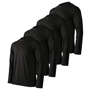 Real Essentials Mens Long Sleeve T-Shirt Fishing Swim Hiking Beach UV UPF SPF Sun Protection Workout Clothes Quick Dry Fit Gym Tee Shirt Athletic Active Running Sport Top Water, Set 8, L, Pack of 4