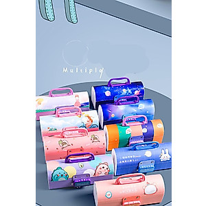 YJCHCT Pencil Case, Large Capacity Pencil Case Organizer; Double Combination Lock Double Layer Storage Box ; Big Pencil Pouch for Teen Girl Boy (lock purple dino)