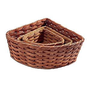 Amish Corner Storage Handmade Solid Oak Woven Wicker Basket (Medium)