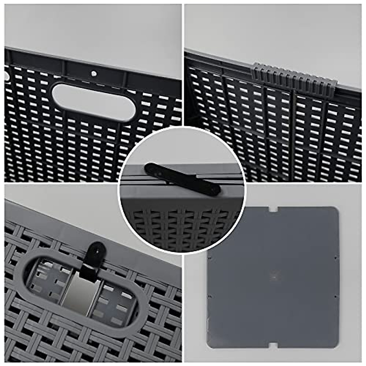 Tstorage 45L Plastic Collapsible Storage Laundry Baskets, Foldable Laundry Hampers, 2 Packs