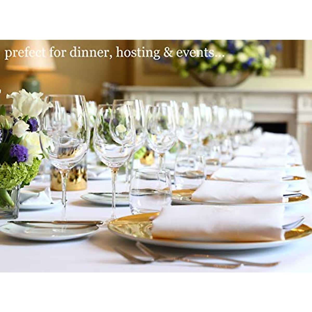 Pomp White 52" x 52" Inch Square Premium Polyester Tablecloth | Wrinkle + Stain Resistant Easy Care Fabric | Fits Square or Round Table