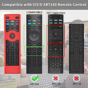 [2 Pack] WQNIDE Silicone Protective Case Cover for Vizio XRT140 Smart TV Remote Control,Shockproof Vizio XRT140 LED QLED HD UHD TV Remote Replacement Case with Lanyard (Red+Grow Blue)