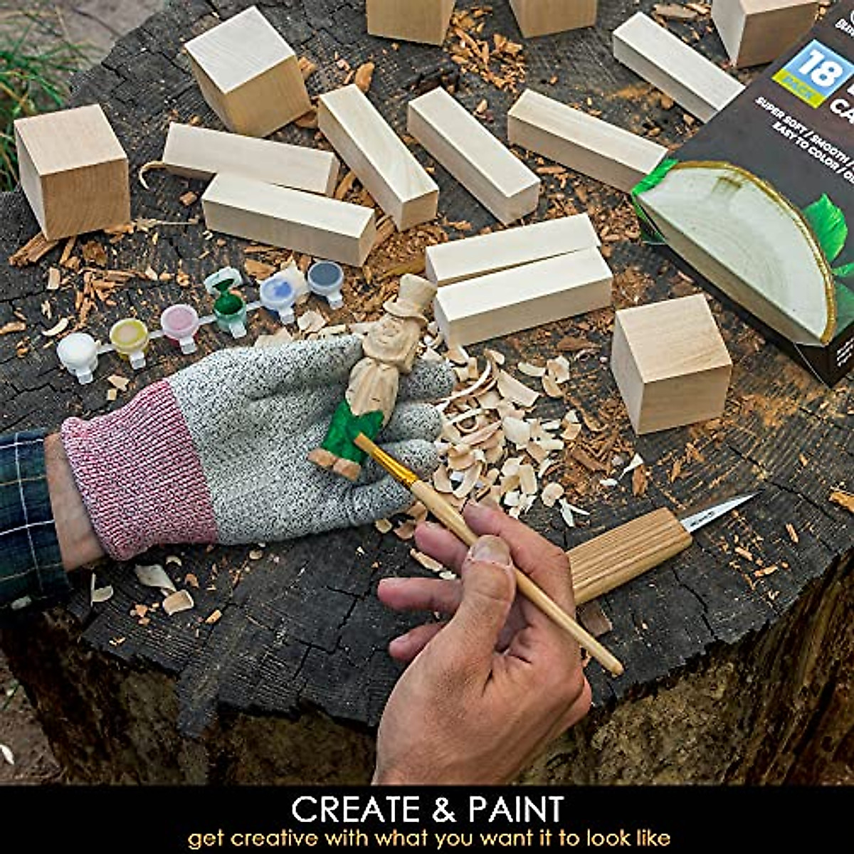 BeaverCraft BW18 pcs Basswood Carving Blocks Whittling Wood Carving Blocks Basswood for Carving Wood for Whittling Kit Wood Blocks for Carving Basswood for Wood Carving Set Wood Carving Wood